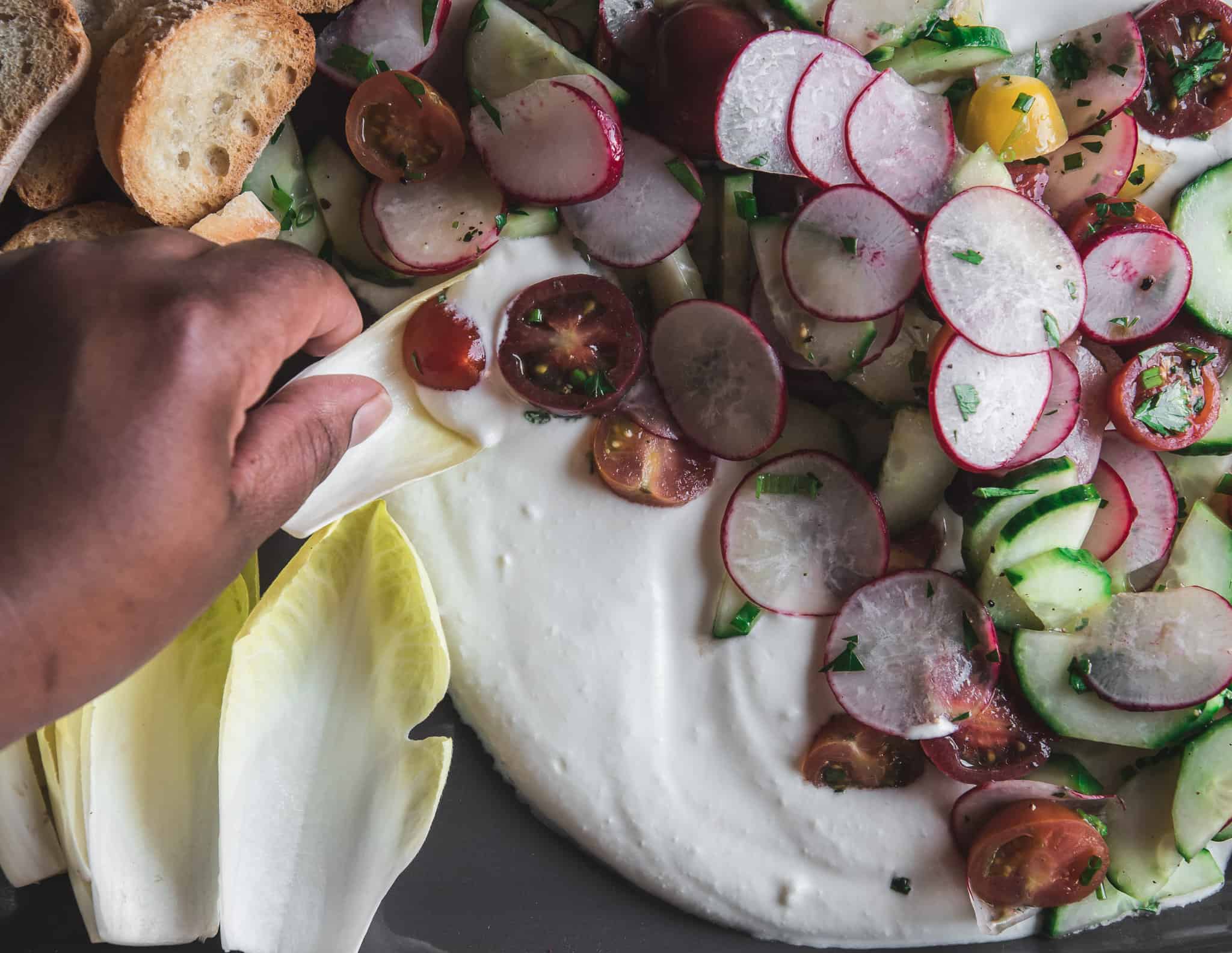 Summer Dining: Whipped Feta with Tomato, Radish & Cucumber Salad - Her ...