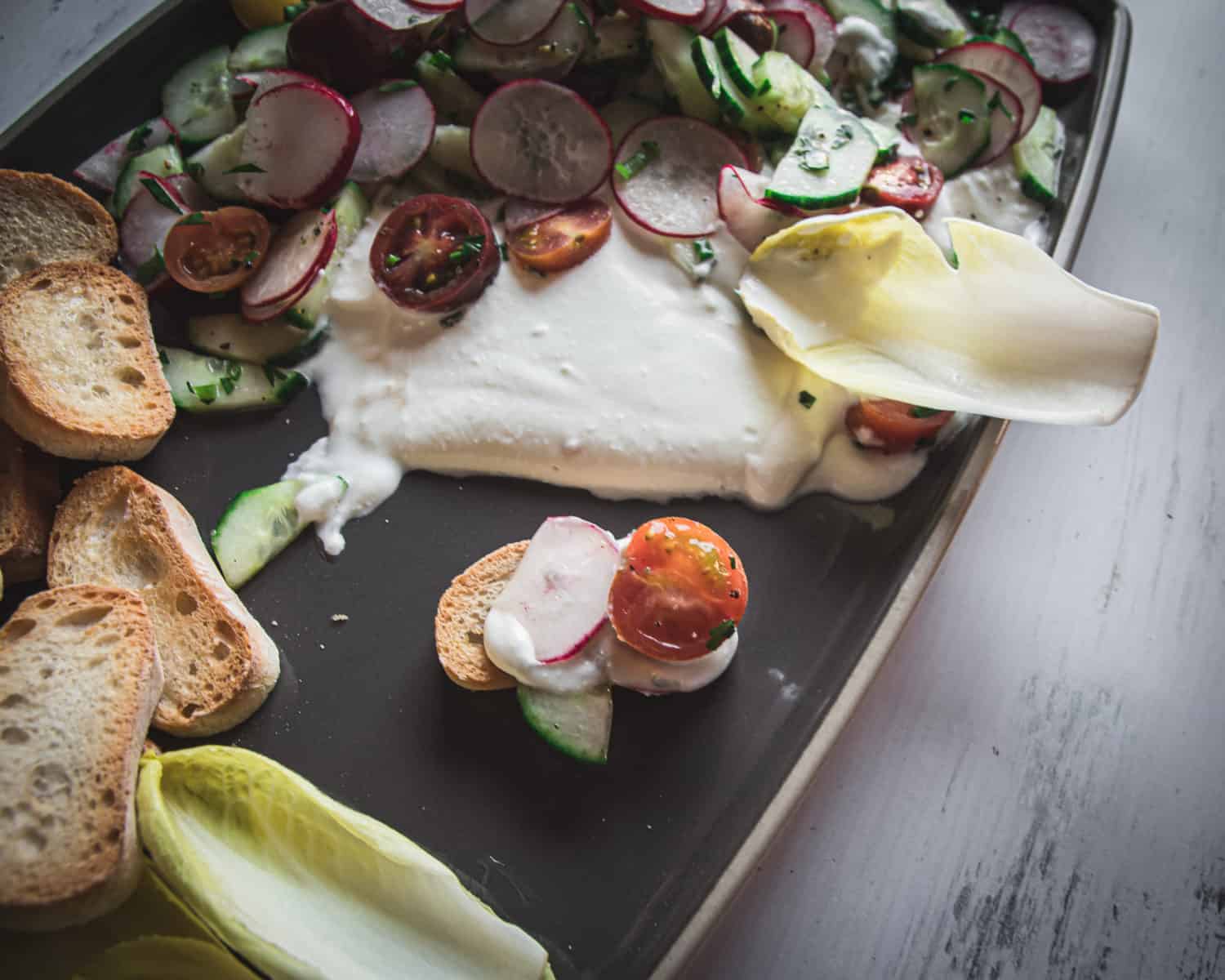 Summer Dining: Whipped Feta with Tomato, Radish & Cucumber Salad